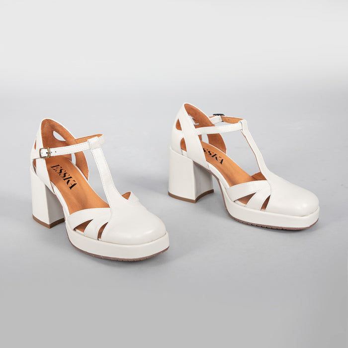 Chaza White Leather