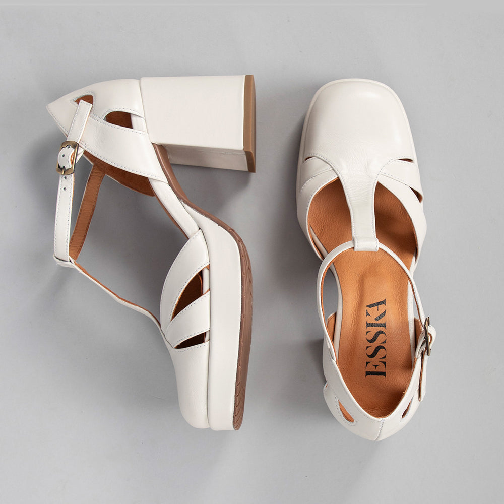 Chaza White Leather
